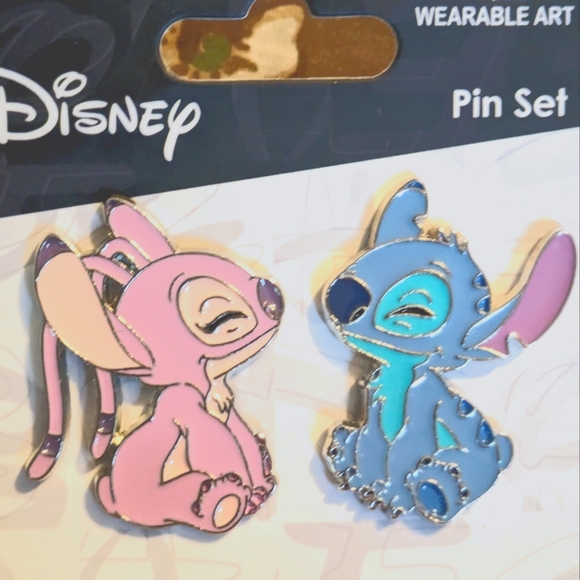 Disney | Jewelry | Disneys Stitch And Angel Two Piece Enamel Pin Set ...